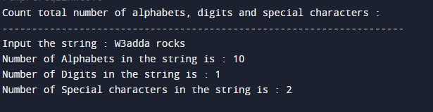 C Program To Count Alphabets Digits And Special Characters In A String W3schools