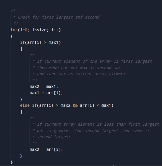 C Program To Find Second Largest Number In An Array W3schools Tutorialspoint W3adda