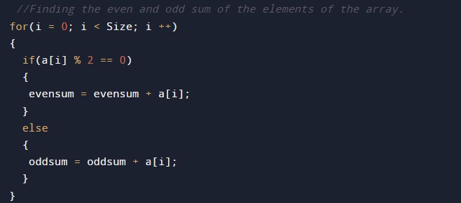 C Program To Find Sum Of Even And Odd Numbers In An Array W3schools Tutorialspoint W3adda
